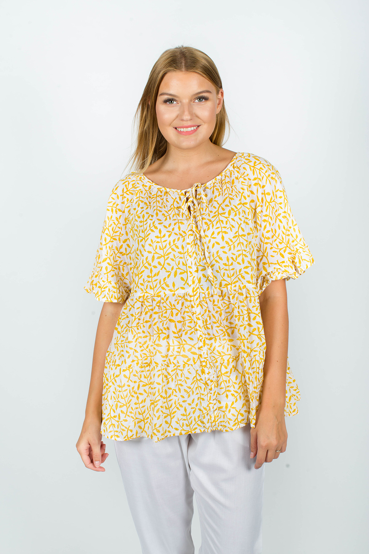 Ava Top Fleur Mustard - Namastai - Buy Now
